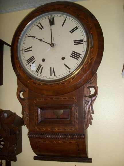 8 DAY WALL CLOCKS-1342-Ansonia time and strike schoolhouse clock with ...